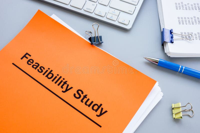 Stack of Papers with Feasibility Study and Keyboard. Stock Photo ...