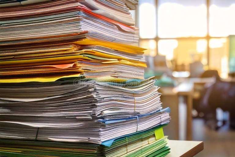 Stack of Papers and Files Stacked Tower, Business File Stack on Desk ...