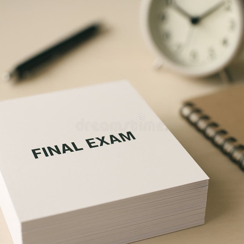 Final Exam Paper Mockup on Desk with Pencil and Clock—testing Concept ...