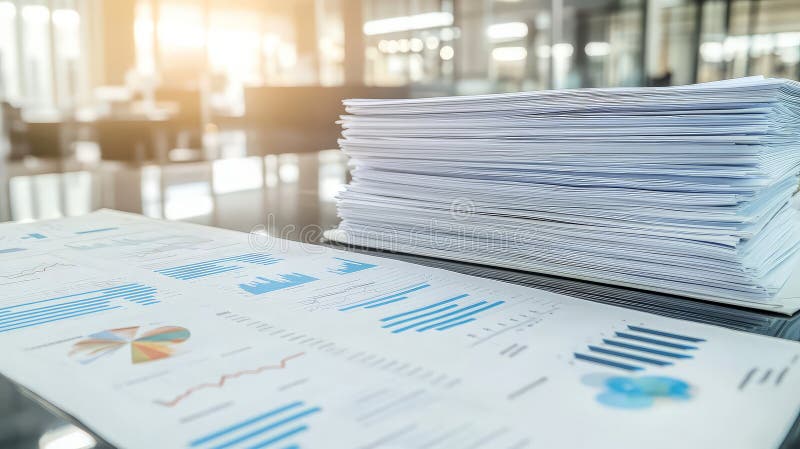 Stack of Papers and Graphs stock image. Image of supplies - 336559241