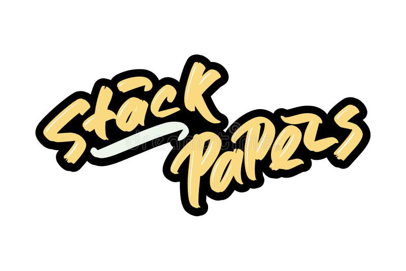 Stack of Papers Hand Drawn Lettering Text Stock Illustration ...