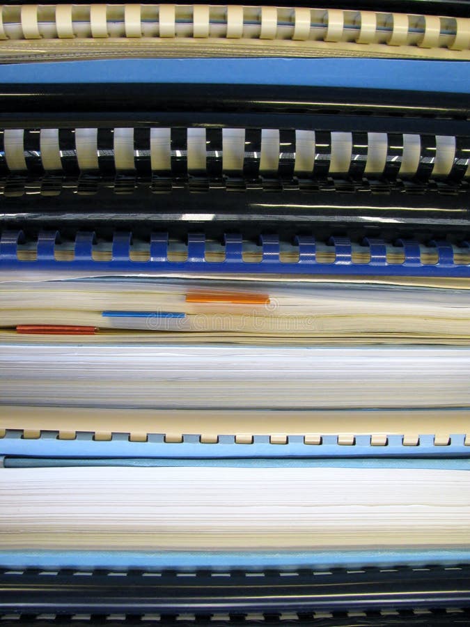 Stack of Folders and Notebooks with Comb Binding Stock Photo - Image of ...