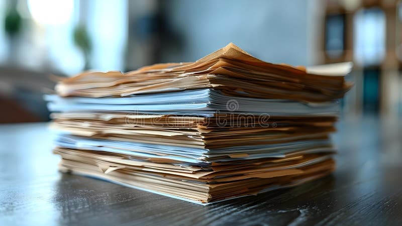 Stack of Papers on Office Desk Symbolizing Business and Finance Work ...