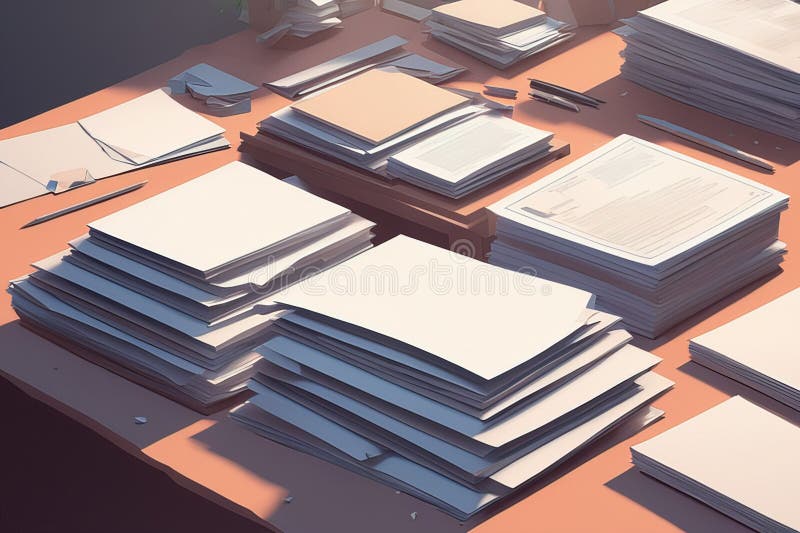 Stack of Papers in Officestack of Papers in Office3 D Illustration of a ...