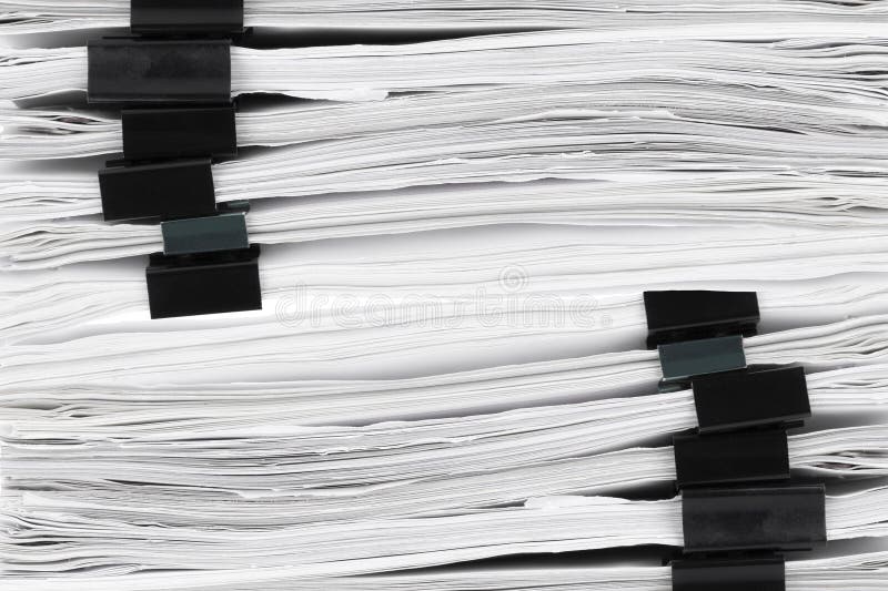 Stack of Papers with Paper Clips, Office Folders. Background, Texture ...