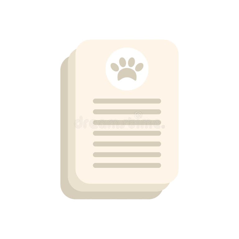 Stack of Papers with Paw Print Icon Representing Veterinary or Pet ...