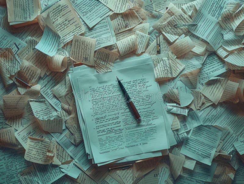 A Stack of Papers with a Pen Resting on Top, Awaiting the Next Burst of ...
