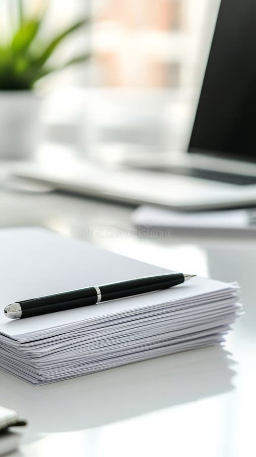 Pen Sits Top Stack Papers Stock Photos - Free & Royalty-Free Stock ...