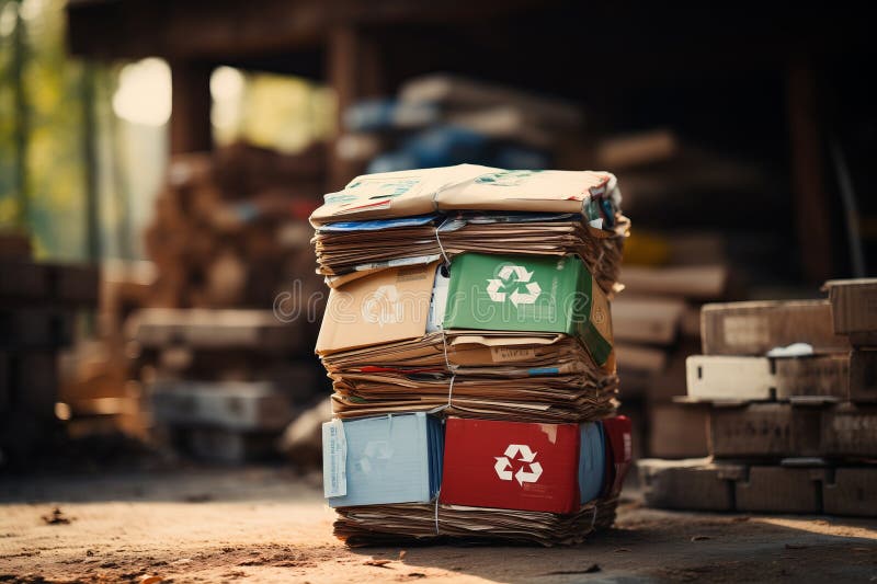 Stack of Papers on Pile of Boxes Stock Illustration - Illustration of ...