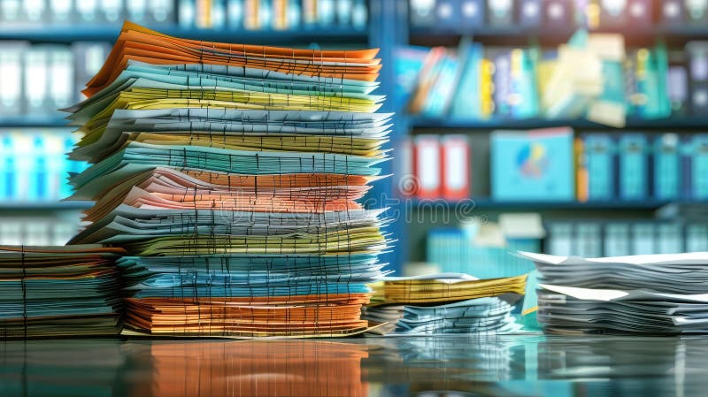 A Stack of Papers is Piled on Top of Each Other on a Table Stock Image ...