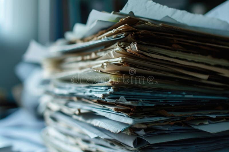A Stack of Papers Placed Neatly on Top of a Table. this Image Can Be ...