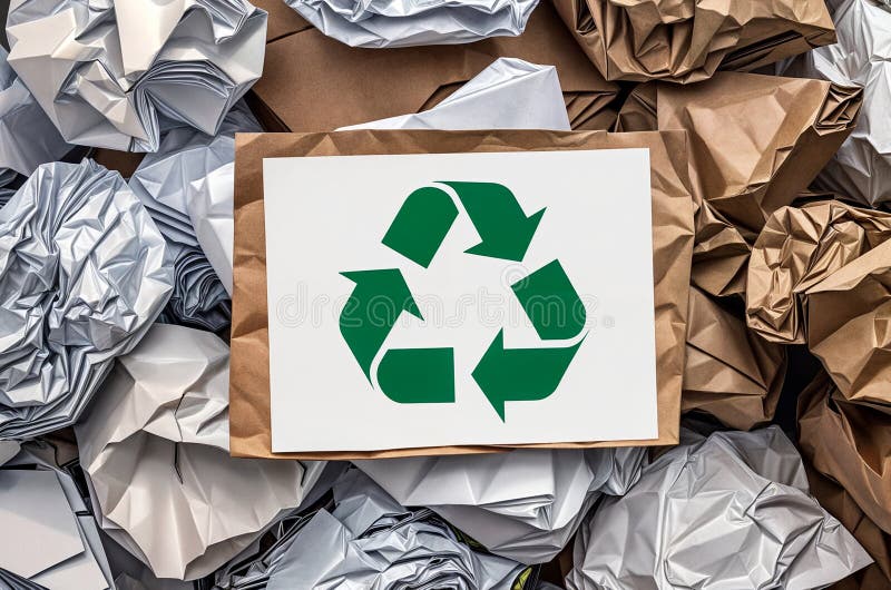 A Stack of Papers with a Recycling Symbol on it. Stock Illustration ...