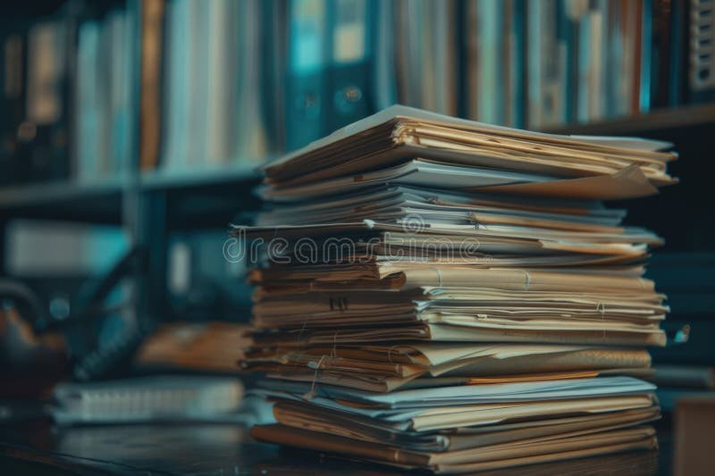 A Stack of Papers Resting on a Table Surface Stock Image - Image of ...