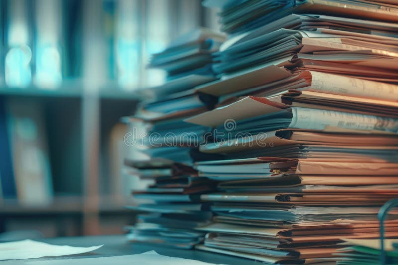 A Stack of Papers Sitting on Top of a Desk, Often Used for Office or ...