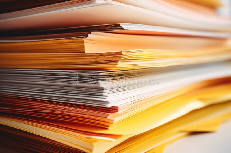 A Stack of Papers Sitting on Top of a Table. Can Be Used for Office ...