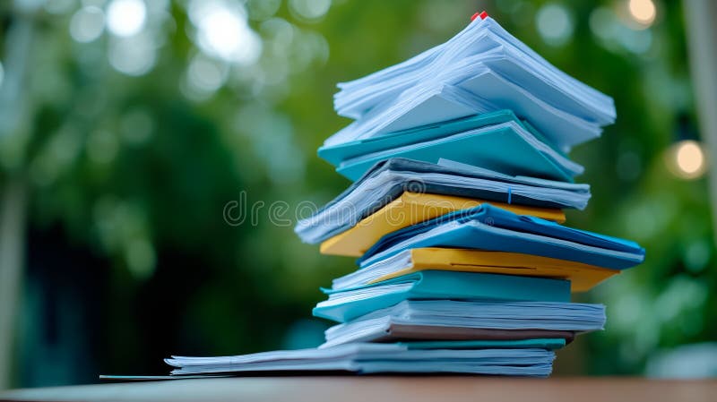 Stack Folders Sitting Top Wooden Table Stock Photos - Free & Royalty ...