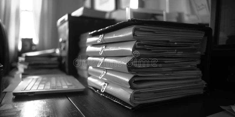 Stack of Papers Sitting on a Wooden Desk Stock Photo - Image of office ...