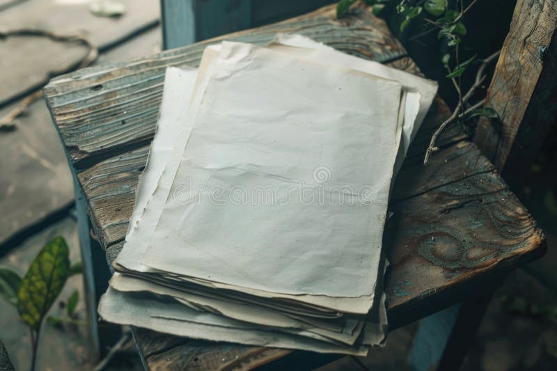A Stack of Papers Sitting on a Wooden Table, Ideal for Office or Study ...
