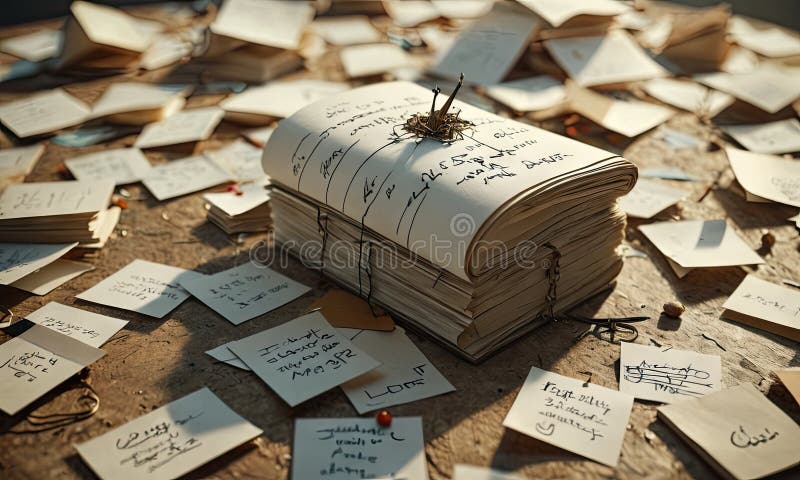 A Stack of Papers with Sticky Notes on Them. Stock Illustration ...