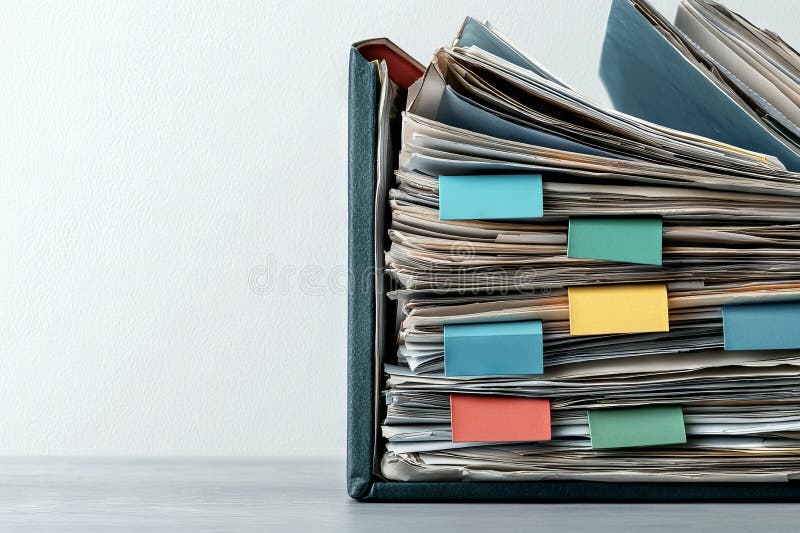 A Stack of Papers with Sticky Notes on Top of Them Stock Image - Image ...
