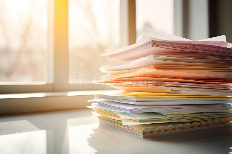 Stack of Papers on the Table, Generative AI Stock Illustration ...