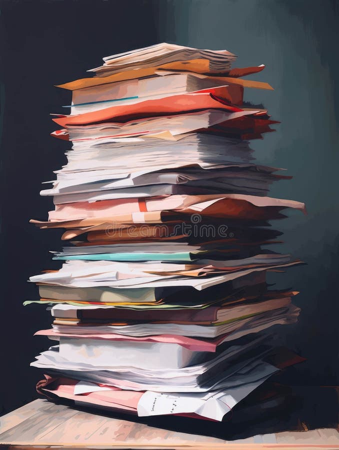 A Stack of Papers Tered on a Table Lined Up in a Specific Order. Stock ...