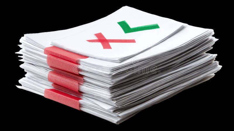 Stack of Papers with Test Results Showing Passing and Failing Grades on ...