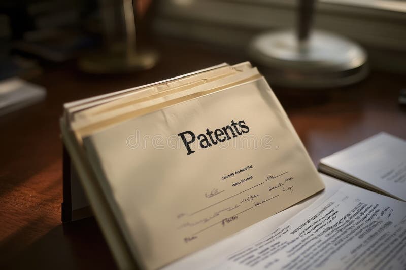 A Stack of Papers with the Word Patents Written on Top Stock ...