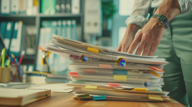 The Stack of Paperwork.AI Generated Image Stock Photo - Image of paper ...