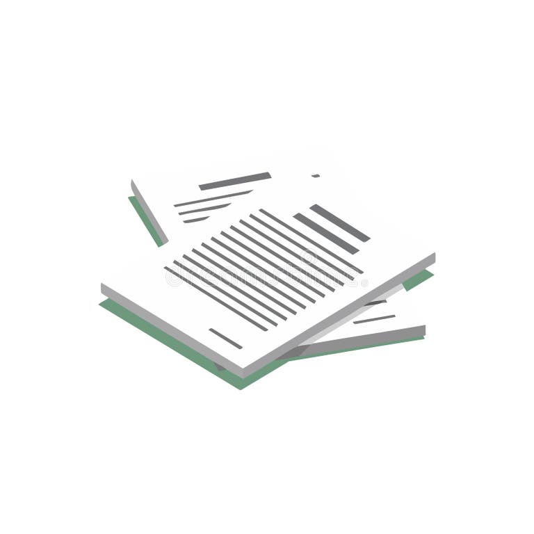 Stack of Paperwork Documents with Printed Text and Lines in Simple ...