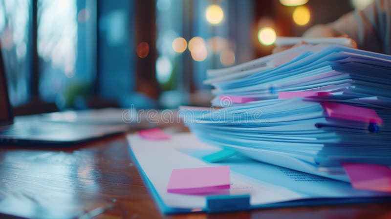 The Stack of Paperwork Files.AI Generated Image Stock Image - Image of ...