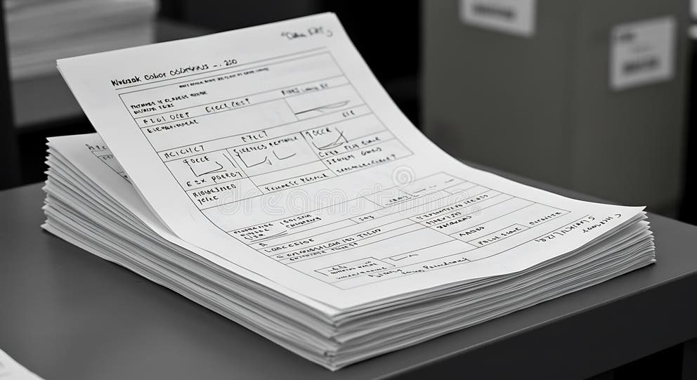 Stack of Paperwork with Handwritten Notes for Business or Office Use ...