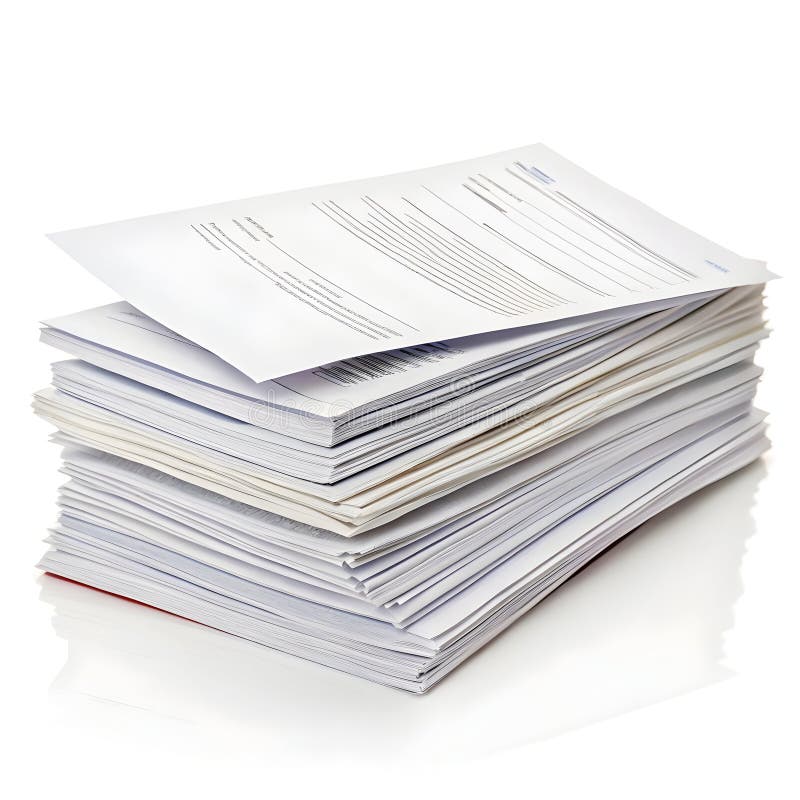 Stack of Paperwork Isolated on White Background Stock Illustration ...