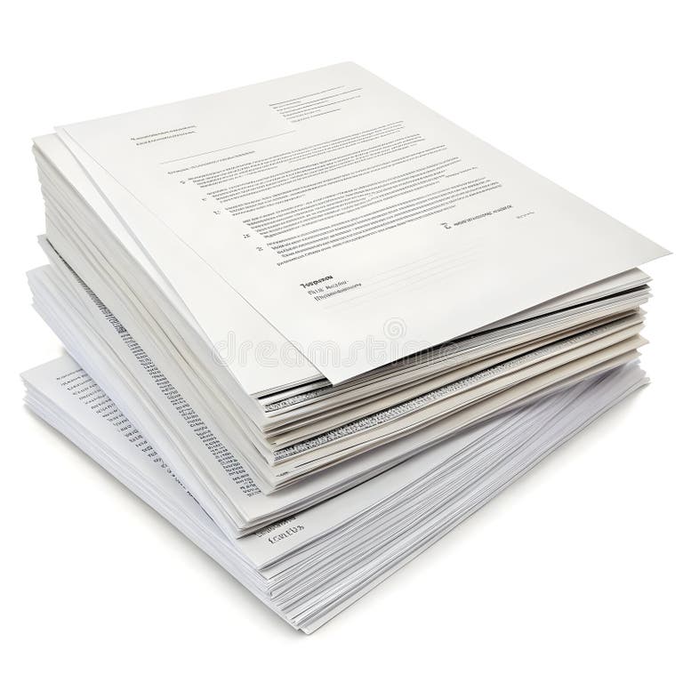 Stack of Paperwork Isolated on White Background Stock Illustration ...