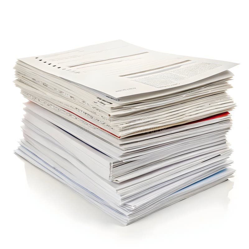 Stack of Paperwork Isolated on White Background Stock Illustration ...