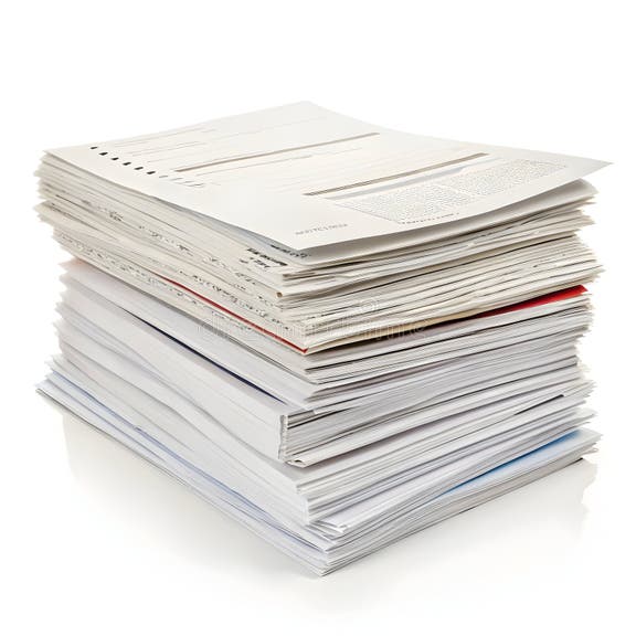 Stack of Paperwork Isolated on White Background Stock Illustration ...