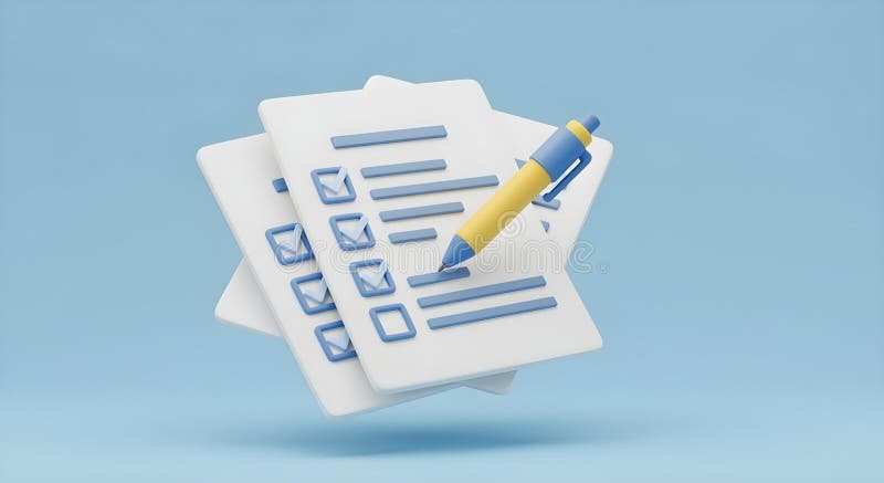 A Stack of Paperwork with a Pen, Symbolizing Completion and Assessment ...