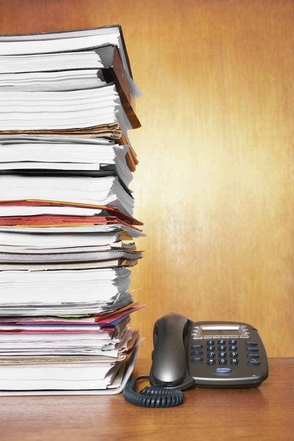 Inbox with Stack of Paperwork Empty Outbox on Desk Stock Photo - Image ...