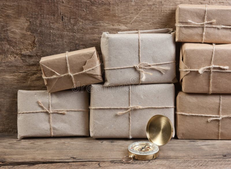 Stack parcel in warehouse stock image. Image of paper - 158492797