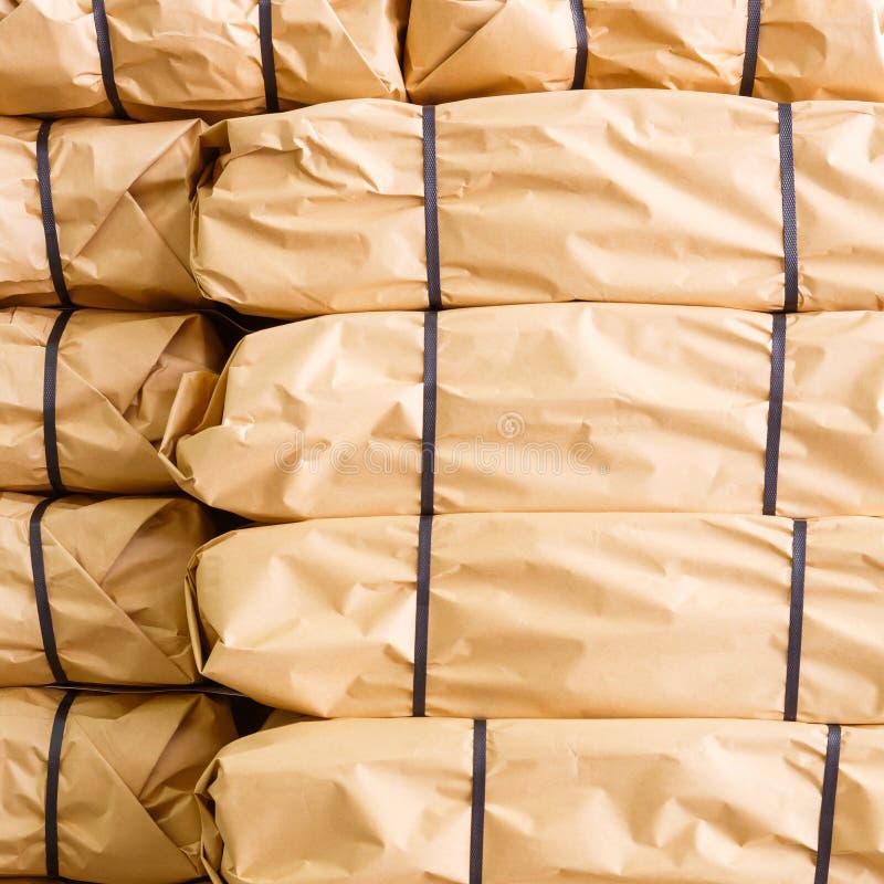 Stack of Parcel Wrapped in Brown Recycled Paper Stock Photo - Image of ...