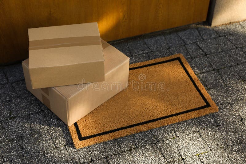 Stack of Parcels Delivered Near Front Gates Stock Image - Image of ...