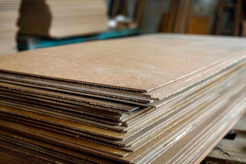 Stack of Particle Boards in Workshop Stock Image - Image of lumber ...