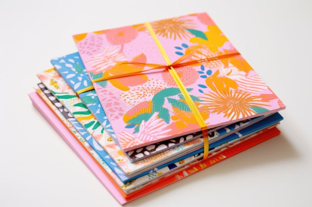Stack of Party Invitations in Vibrant, Summer-inspired Prints Stock ...