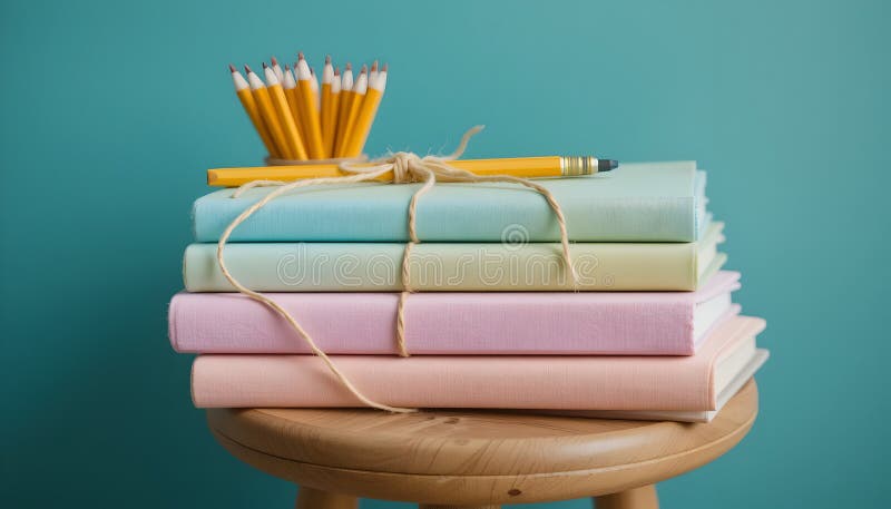 Stack of Pastel Books stock illustration. Illustration of food - 390786625