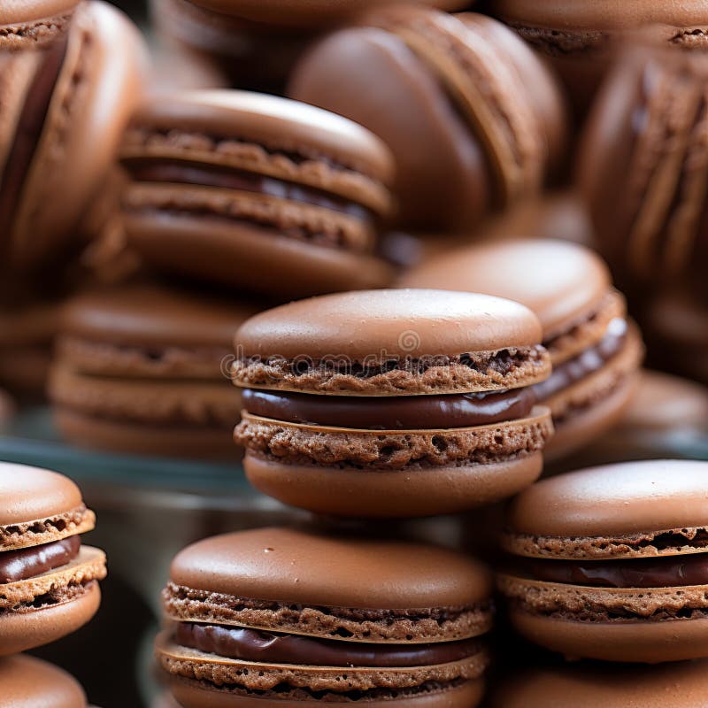 Close-up of a Stack of Delicious Chocolate Macaroons on a Dark ...