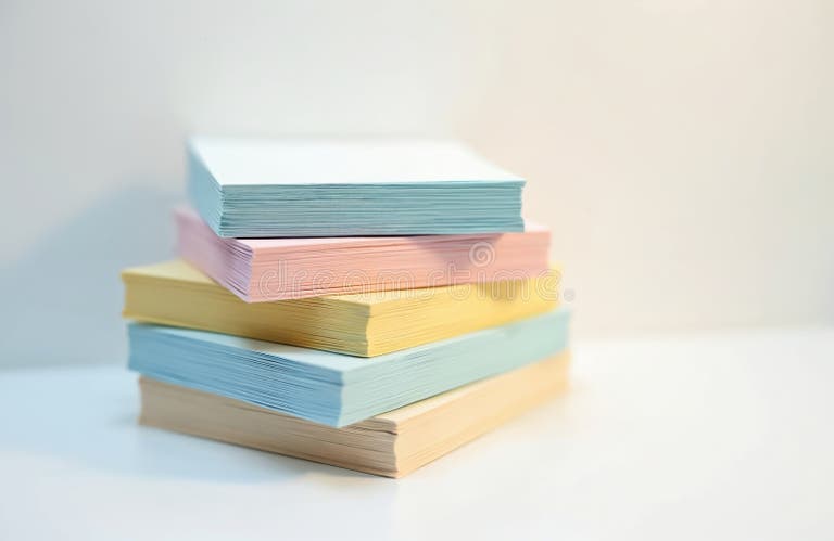 Stack of Pastel Color Lined Paper Notes Lie on White Surface ...