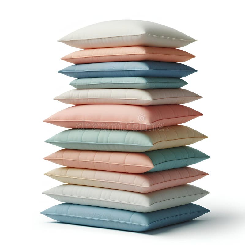 Stack of Pastel Color Pillows Isolated on White Background Stock ...