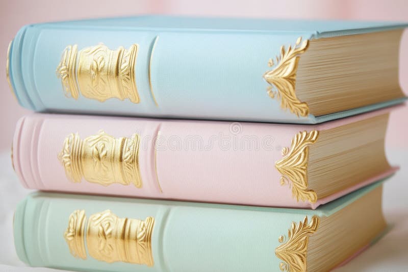 A Stack of Pastel-colored Books Featuring Elegant Gold Detailing on ...