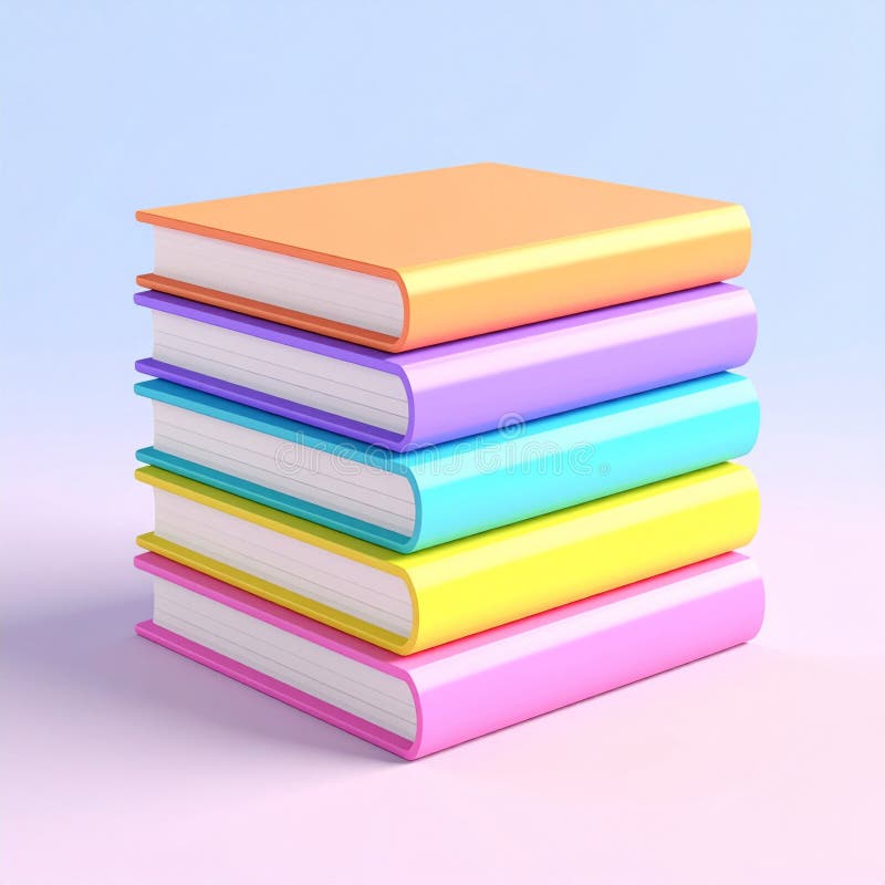 Stack of Pastel Colored Books on Gradient Background Stock Illustration ...