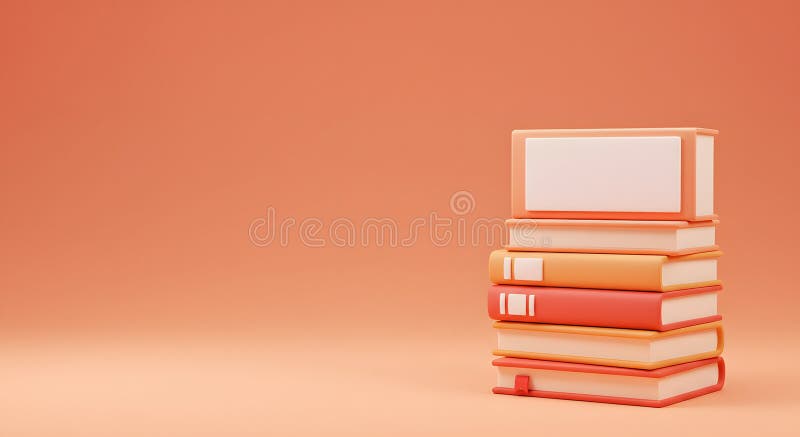 Stack of Pastel Colored Books on Orange Background Stock Photo - Image ...